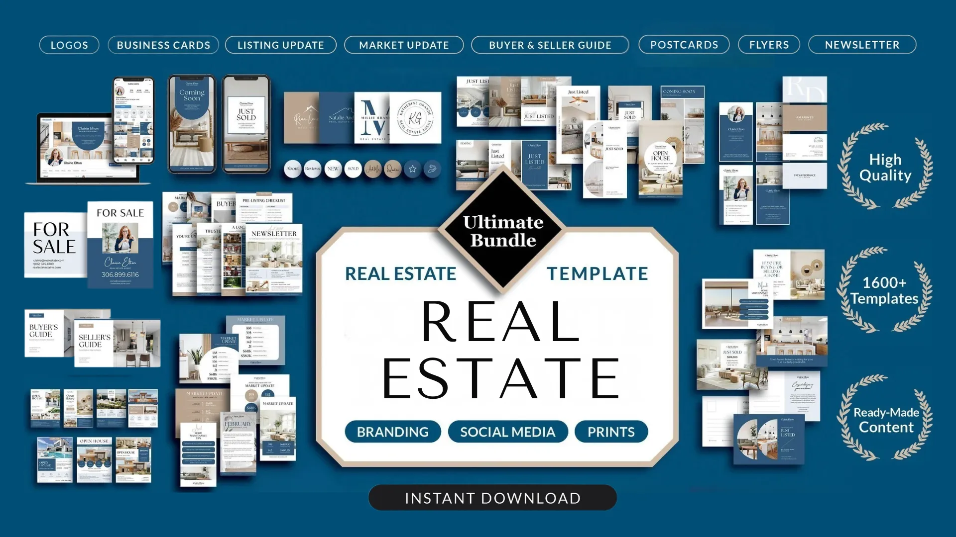 Real Estate Template Bundle - 1,600+ Canva Templates | Realtor Business Kit